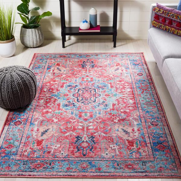 商品名:  SAFAVIEH Washable Rug Serapi Collection - 5'3" x 7'6", Light Blue &amp; Red, Slip Resistant &amp; Easy to Clean, I...