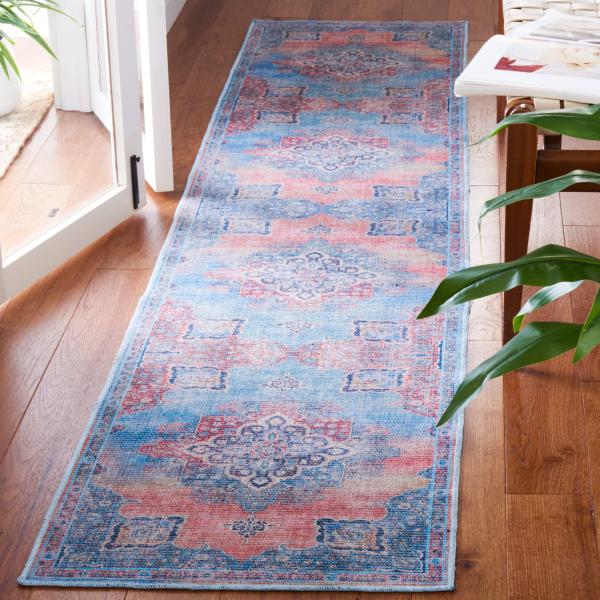 商品名:  SAFAVIEH Washable Rug Serapi Collection - 2' x 9' Runner, Red &amp; Blue, Slip Resistant &amp; Easy to Clean, Idea...