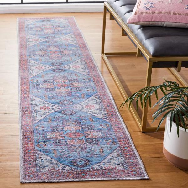 商品名:  SAFAVIEH Washable Rug Serapi Collection - 2' x 9' Runner, Blue &amp; Ivory, Slip Resistant &amp; Easy to Clean, Id...