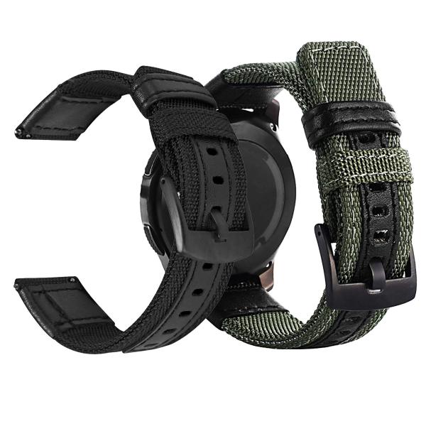 商品名: LDFAS Galaxy Watch 4 Classic 42mm 46mmバンド (2パック) 20mm ナイロン織地 レザーストラップ付き Samsung Galaxy Watch 4 40mm/44mm対応 Active 2...