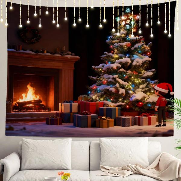 商品名: Shrahala Christmas Trees Wall Tapestry, Christmas Tree with Multi Colored Lights Wall Hanging Large Tapestry Decora...
