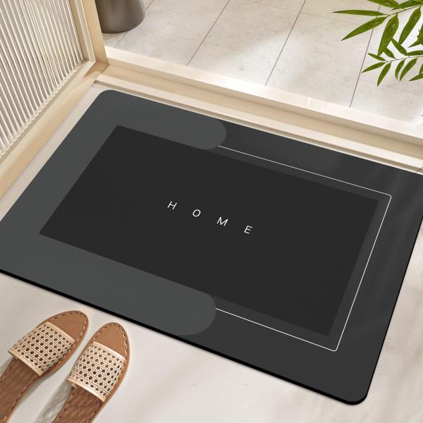 商品名: 超吸収性バスマット、速乾バスルームマット、超吸収性リビングルームフロアマット、スリップラバーボトム、掃除しやすいバスルームラグ、シンプルなキッチンドアマット(長方形ダークグレー、40x60cm) Super Absorbent B...