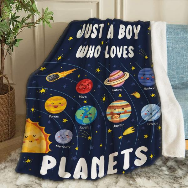商品名: ARTBLANKET 惑星を愛する少年 太陽系 スペーススローブランケット ファネルフリース スーパーソフト 面白いブランケット 旅行用 スローブランケット ベッド カウチ ソファ用 40 x 50インチ 子供用 ARTBLANK...