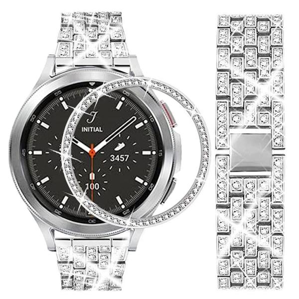 商品名: DEALELE バンド Samsung Galaxy Watch 4 Classic (46mm) 20mm 高級ラインストーンダイヤモンドメタルスチールブレスレット 腕時計フェイスベゼルリングケースカバー 交換用カバー レディー...
