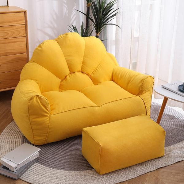 商品名:  HWOEK Lazy Sofas Bean Bag Chair w/Footstool Lounger Seat Cover (No Filler) - Soft Beanbag for Stuffed Animal Stora...