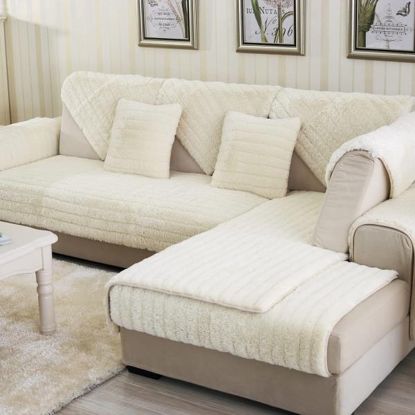 商品名: vctops ソフトで暖かいフェイクファーソファカウチカバー、フラシ天シャギーセクショナルカウチカバー、滑り止めソファスリップカバー、犬猫、ペット、ラブシートリクライニングレザーL字型、アームレスト背もたれカバー(クリーム、28イ...