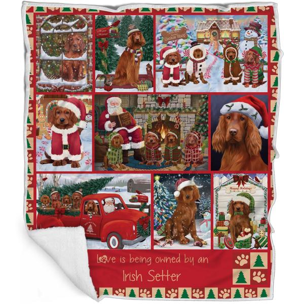 商品名:  Doggie of the Day Irish Red Setter Dogs Blanket - Love is Being Owned Christmas - Super Soft &amp; Warm Pet Theme ...