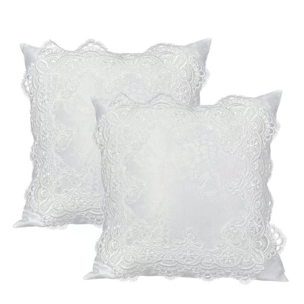 商品名: BrekSdat クッションカバー 18 x 18インチ 2枚セット ホワイトレース ソフトスロー枕カバー ファームハウス リビングルーム 装飾 絶妙な刺繍クッションカバー ホーム ベッド カウチ ソファ用 BrekSdat Pi...