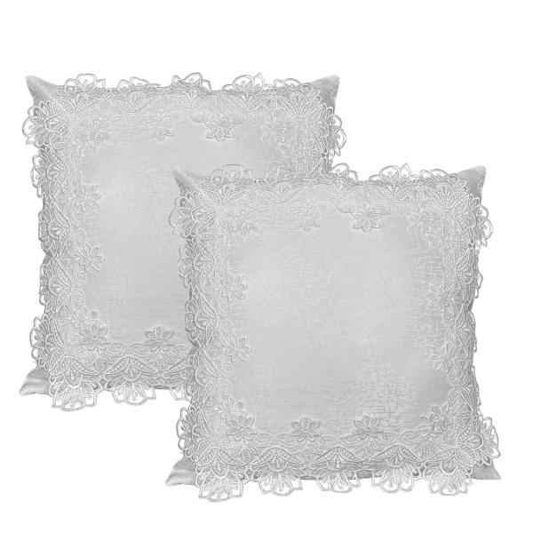 商品名: BrekSdat 枕カバー 18 x 18インチ 2枚セット ホワイトレース ソフト スロー 枕カバー ファームハウス リビングルーム 装飾 絶妙な刺繍クッションカバー ホームベッド カウチ ソファ用 BrekSdat Pillo...