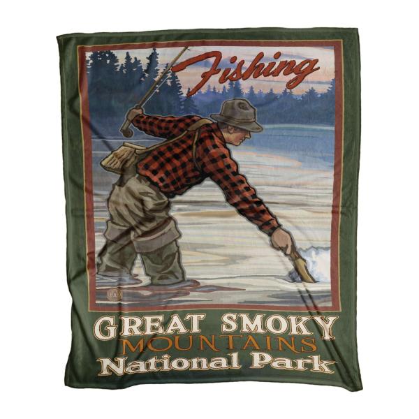 商品名:  Great Smoky Mountains National Park Evening Fly Fisherman Ultra Fleece Bed Sofa Travel Cozy Blanket from Travel Ar...