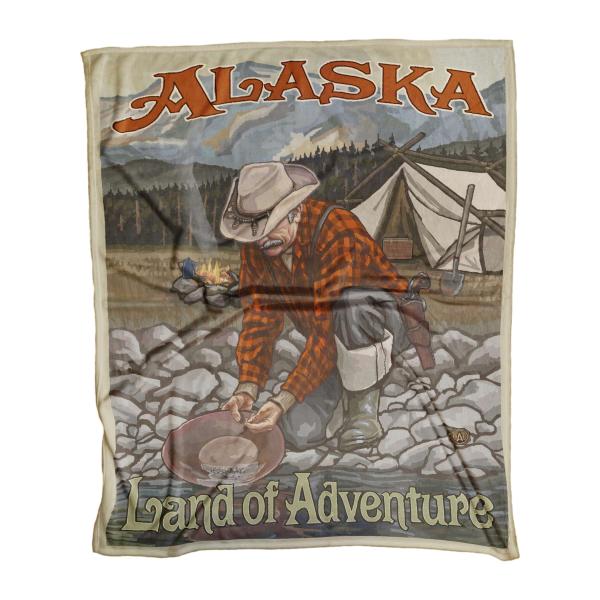 商品名:  Alaska Gold Panner Ultra Fleece Bed Sofa Travel Cozy Blanket from Travel Artwork by Artist Paul A. Lanquist 60" x ...