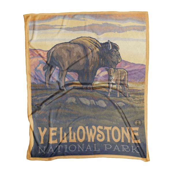 商品名:  Yellowstone National Park Buffalo and Calf Ultra Fleece Bed Sofa Travel Cozy Blanket from Travel Artwork by Artist...