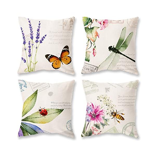 商品名: LolyyDens Throw Pillow Covers 16x16 Inches Set of 4 Summer Spring Garden Farmhouse Decor Cushion Cases for Porch Co...