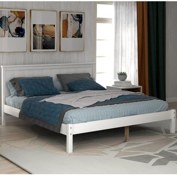 商品名:  Full Platform Bed with Headboard, Solid Wood Bed Frame with Center Support Feet, No Box Spring Needed, Whiteブランド: ...