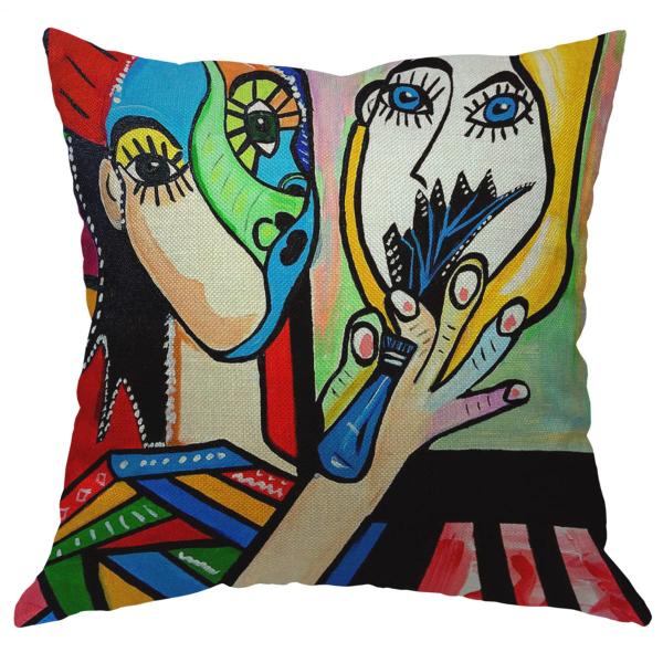 商品名: Zaueky Picasso ペインティング スローピローケース 抽象 Nora Beautiful Woman カラフル 明るい コットン リネン プリント スロー ピローケース ソファ カウチ 椅子 寝室 正方形 20インチ ...