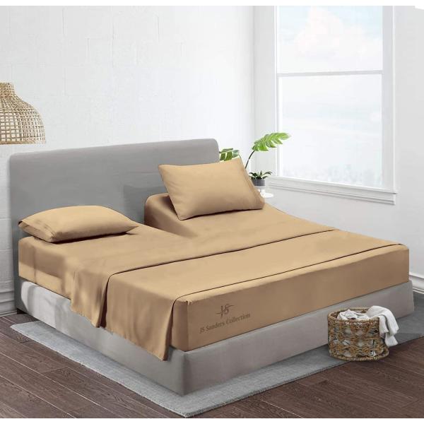 商品名: JS Sanders Collection スプリットヘッド カリフォルニアキングシーツセット 調節可能なベッド用 トップスプリット カリフォルニアキングシーツセット(4枚) カリフォルニアキング 36インチ ダウンシーツ トープ...