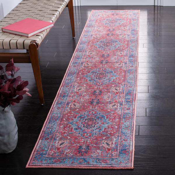 商品名:  SAFAVIEH Washable Rug Serapi Collection - 2' x 9' Runner, Light Blue &amp; Red, Slip Resistant &amp; Easy to Clean...