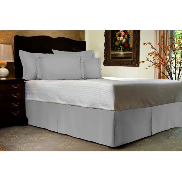商品名:  King Size-Silver Solid 1 Piece Wrap Around Pleated Bed Skirt Premium Quality 100% Pure Cotton 600 TC 21'' Drop Len...