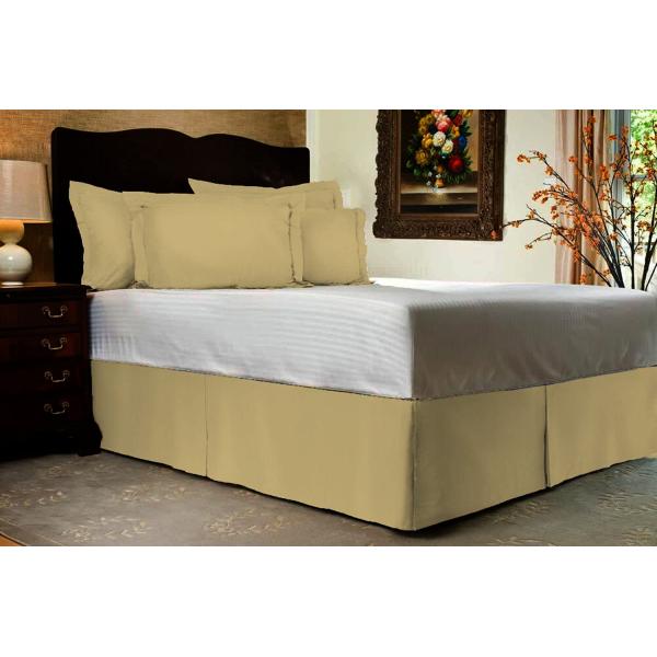 商品名:  Queen Size-Beige Solid 1 Piece Wrap Around Pleated Bed Skirt Premium Quality 100% Pure Cotton 600 TC 18'' Drop Len...