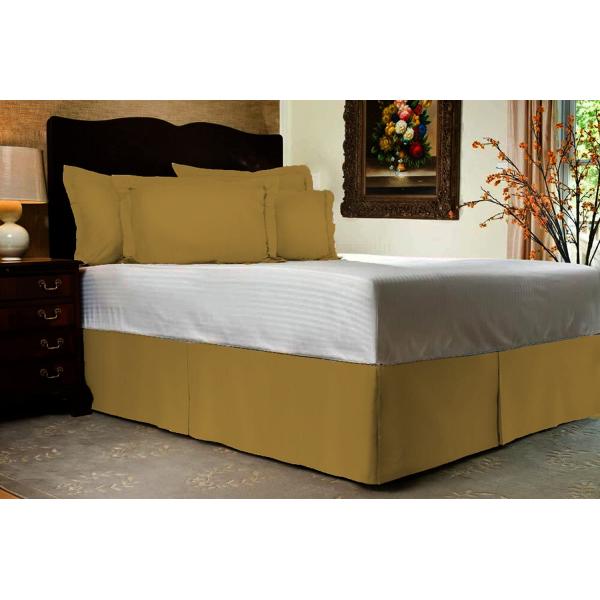 商品名:  Queen Size-Taupe Solid 1 Piece Wrap Around Pleated Bed Skirt Premium Quality 100% Pure Cotton 600 TC 21'' Drop Len...