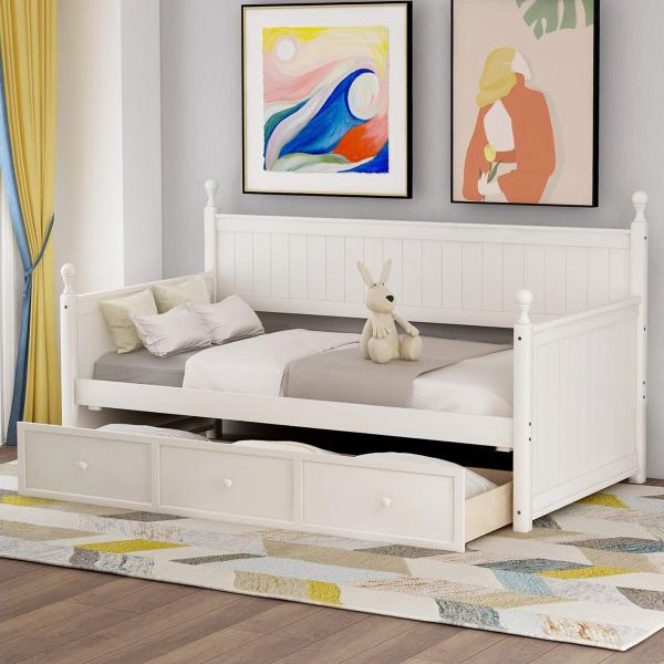 商品名:  Harper &amp; Bright Designs Wood Daybed with Three Inseparable Drawers, Twin Size Sofa Bed Frame, Modern Style Day...
