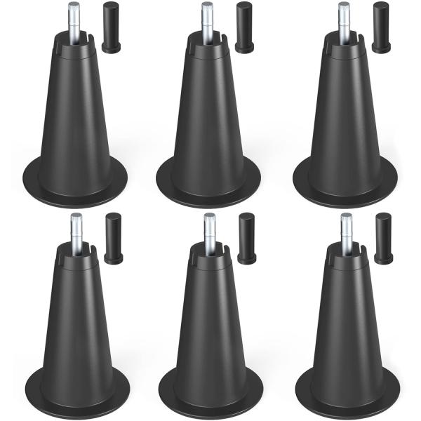 商品名: ironwork 6個 5インチ ハイライズ ベッドフレームライザー ベッドフレームを持ち上げる ベッド下収納 高耐久 ステムベッドフレーム脚 ソケットスリーブ付き ブラック M47フル交換用 woiron 6 Pcs 5" Hi...