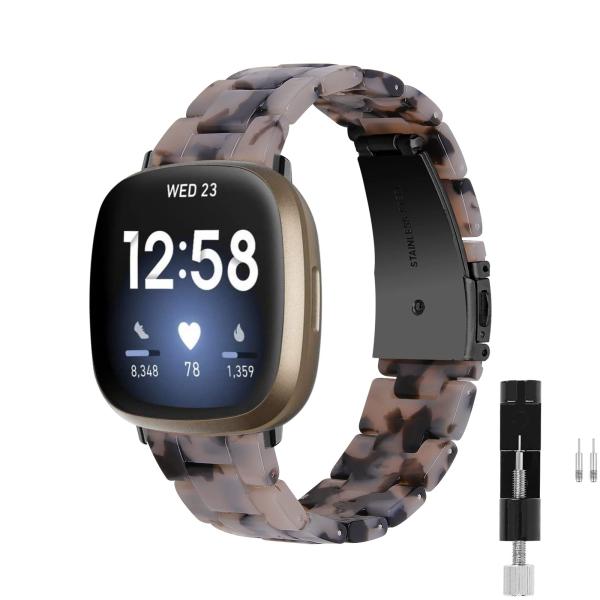 商品名: Kabbba 樹脂腕時計バンド Fitbit Versa 4/Sense 2/Versa 3/Sense 1対応 軽量 調節可能 ファッションブレスレット リストバンド 交換用 男女兼用 ステンレスメタルバックル付き, 7.8 i...