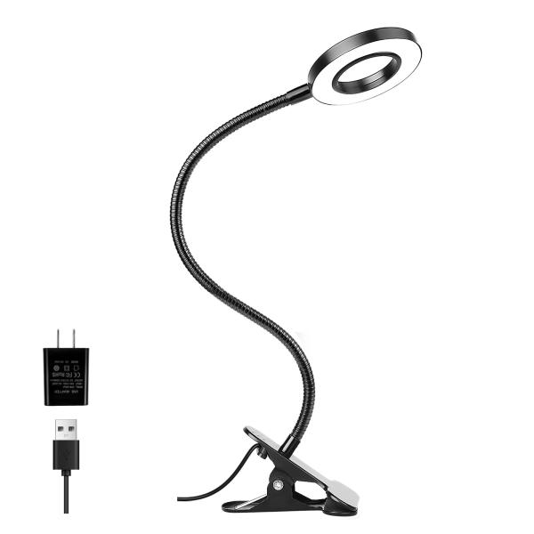 商品名:  Woputne Desk Clip on Lamp for Reading Home Office, with 5V 2A Adapter, 10 Dimmable Brightness 3 Modes, Clamp Readi...