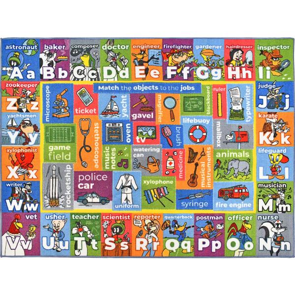 商品名:  Looney Tunes Educational Kids Rug ? ABC Alphabet, Professions &amp; Jobs Matching Game Learning Mat ? Interactive ...