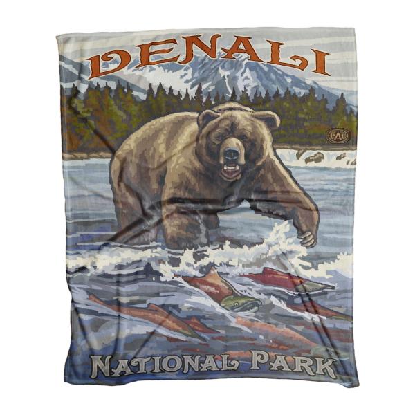 商品名:  Northwest Art Mall Denali National Park Grizzly with Salmon Ultra Fleece Bed Sofa Travel Cozy Blanket from Travel ...