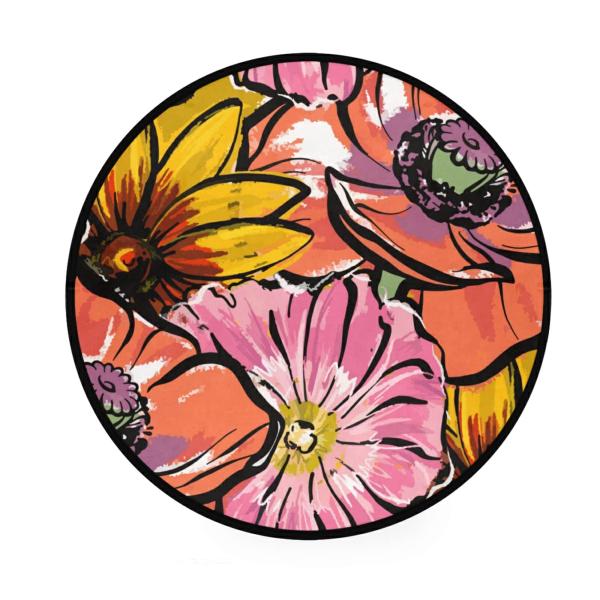商品名:  susiyo Red Large Flowers Area Rugs Round Non Slip Floor Comfort Mats Circle Rug Carpet for Indoor Living Bedroom S...