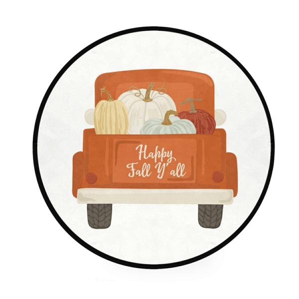 商品名:  susiyo Orange Pumpink Truck Area Rugs Round Non Slip Floor Comfort Mats Circle Rug Carpet for Indoor Living Bedroo...