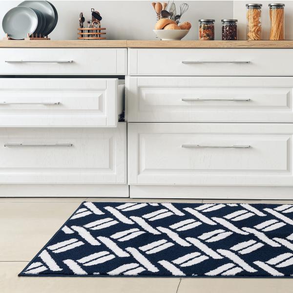 商品名: Nautica ? Tufted Runner Rug | Baize Chain Design | Modern Home D〓cor | Non-Slip| Machine Washable | Carpet for Entr...