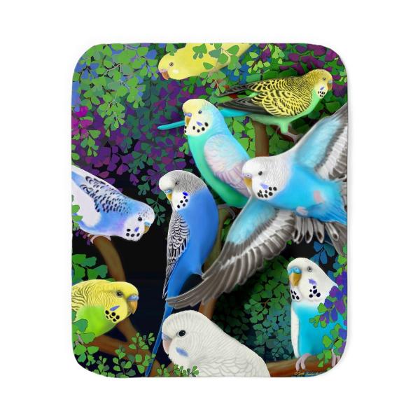 商品名:  CafePress Budgerigars in Ferns Sherpa Fleece Throw Blanket 60" L x 50" Wブランド: CafePress商品サイズ: 50x60商品番号: 色: White素...