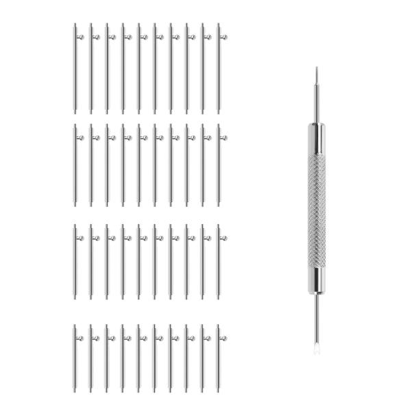 商品名: Micro Traders クイックリリーススプリングバー 腕時計用ラグ 316L ステンレススチール ストラップリンクピン 取り外しツール付き 18mm 20mm 22mm 24mm 長さ1.5mm 直径1.5mm 40個 Mi...