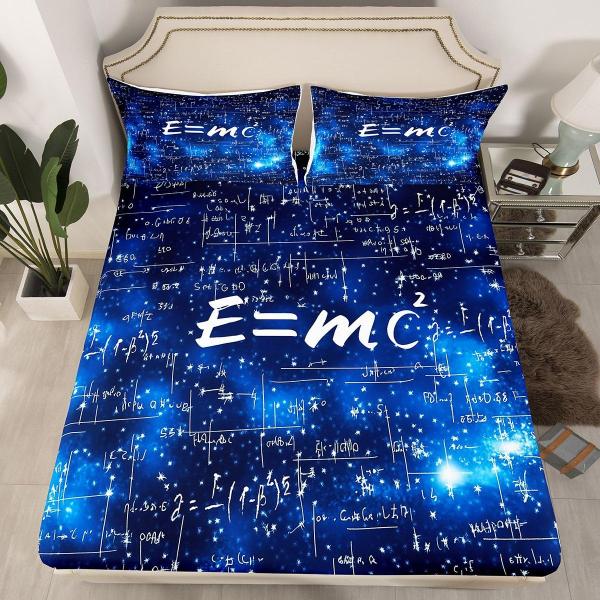 商品名: Homewish 数学方程式ベッドシーツセット 数学 幾何学的科学 寝具 シーツ ブルー ギャラクシー ボックスシーツ 男の子 女の子 子供 ティーン 寝室 装飾 星空 掛け布団カバー ツイン 枕カバー1枚付き Homewish ...