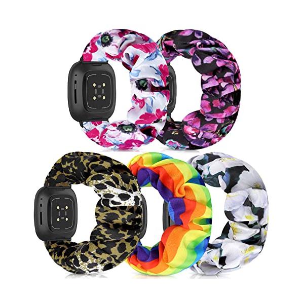 商品名: 女性用シュシュウォッチバンド Fitbit Sense/Versa 3対応 伸縮性のあるシュシュ交換用バンド ソフトストレッチバンド Fitbit Versa 3/Sense用, Large-Size, 宝石なし Scrunchi...