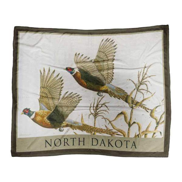 商品名:  North Dakota Flying Pheasants Ultra Fleece Bed Sofa Travel Cozy Blanket from Watercolor by Artist Dave Bartholet 6...