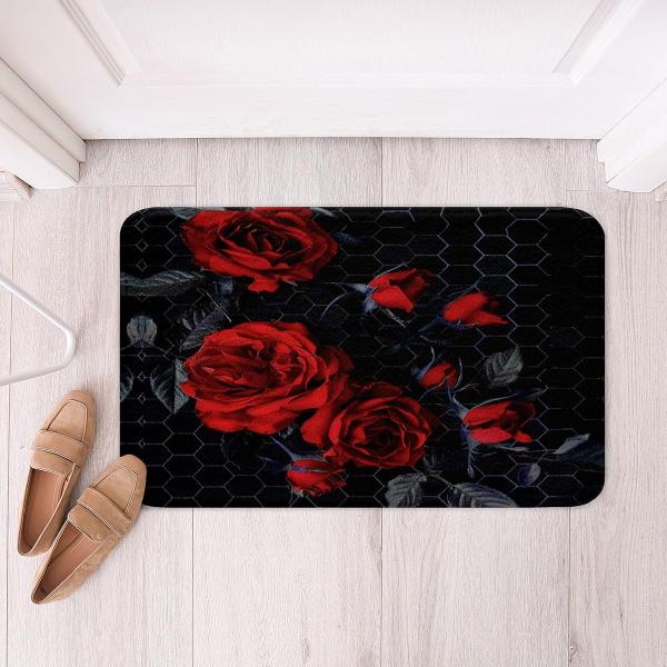 商品名:  Red Roses Bath Mat Luxury Rose Floral Non Slip Bathroom Rug Mat for Kids Boys Girls Woman Romantic Flowers Area Ru...