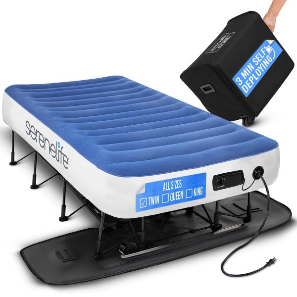 商品名: SereneLife EZベッドエアマットレス フレームとローリングケース付き 自己膨張式エアベッド 内蔵ポンプ付き 旅行やホスティング用 ツイン SereneLife EZ Bed Air Mattress with Frame...