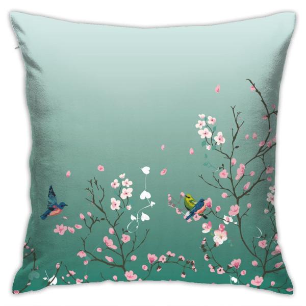 商品名: VARUN 桜 クッションカバー 鳥 春 咲き乱れる花 桜 グリーン 背景 正方形 ピローケース ホームデコ ソファ 車 寝室 枕カバー 18x18インチ VARUN Cherry Blossoms Throw Pillow Co...