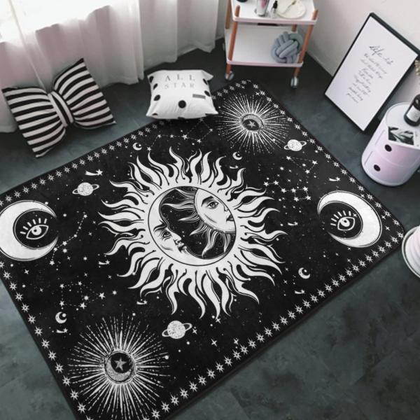 商品名:  Area Rug Non-Slip Mats Carpets for Children Rug Black and White Aesthetic Moon Sun Art Planet Eeys Pattern Nursery...