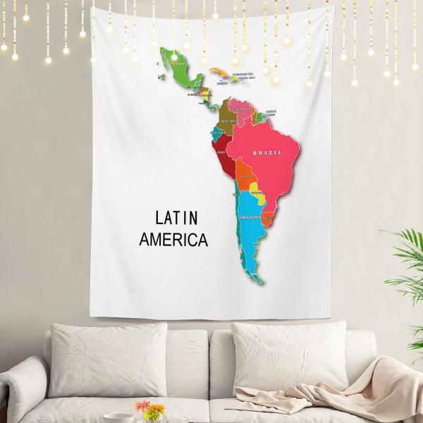 商品名: Shrahala Colorful Map Tapestry Wall Hanging for Kids Student, Map of Latin America Countries Abstract World Map Edu...