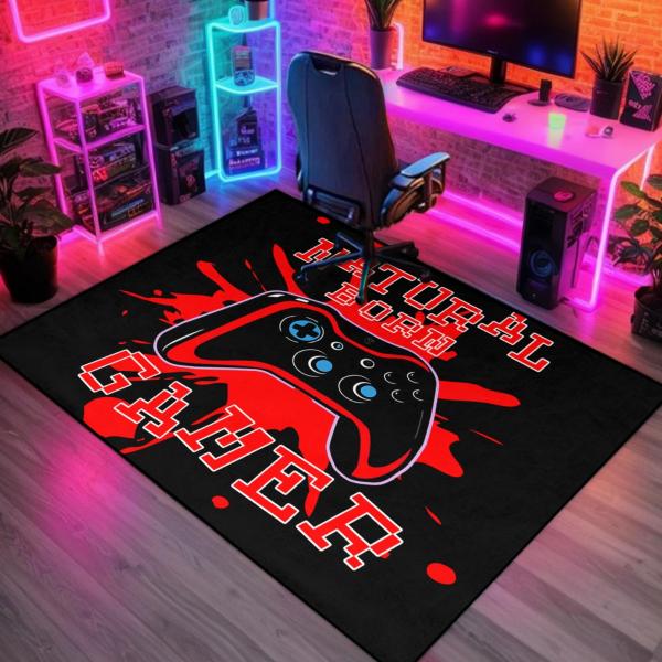 商品名: ゲーマーエリアラグ ゲーマー ベッドルーム リビングルーム ブラック ゲームパッド レッド ゲームカーペット 寝室 ソファマット ドアマット 大人用 ゲームプレーヤー クールなバスマット エクササイズヨガマット 35インチx23イ...