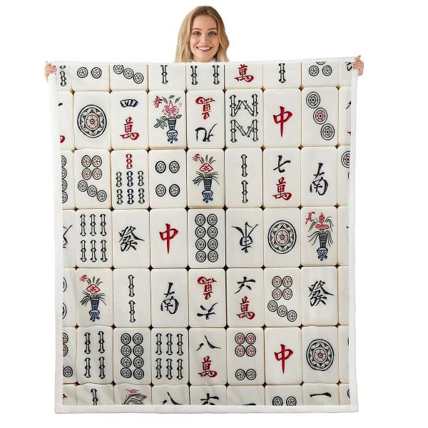 商品名: Homewish かわいい中国ゲームベッドブランケット 麻雀スローブランケット 軽量 ソフト 快適 ラグジュアリー ゲームプレイ フリースブランケット グリーン レッド フランネルブランケット ソファ 寝室 オフィス 旅行用 オー...