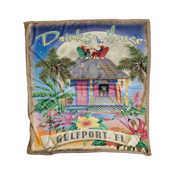 商品名:  Northwest Art Mall Gulfport Florida Drinks on The House Ultra Fleece Bed Sofa Travel Cozy Blanket from Illustratio...