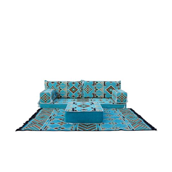 商品名:  arabicsofa Oriental Floor Seating for Guest Room ? Turquoise Low Seating Majlis Sofaブランド: arabicsofa商品サイズ: 4'' Thi...