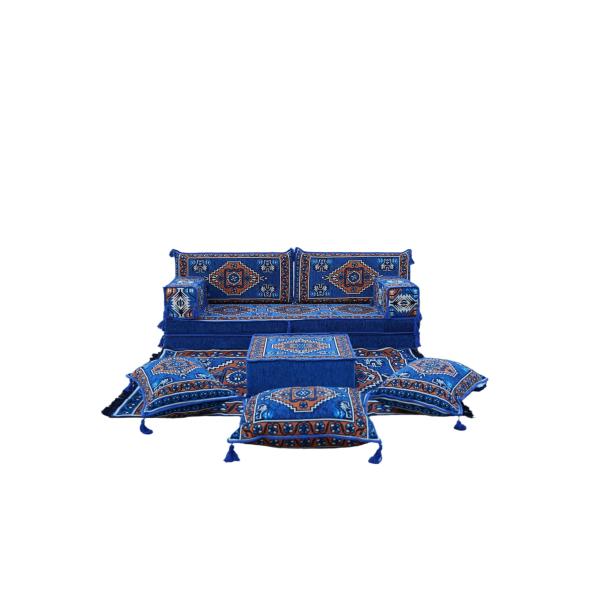 商品名:  arabicsofa 8 Inch Thick Royal Blue Arabic Floor Cushion ? Handmade Modular Majlis Seating with Backrest Pillowsブラン...