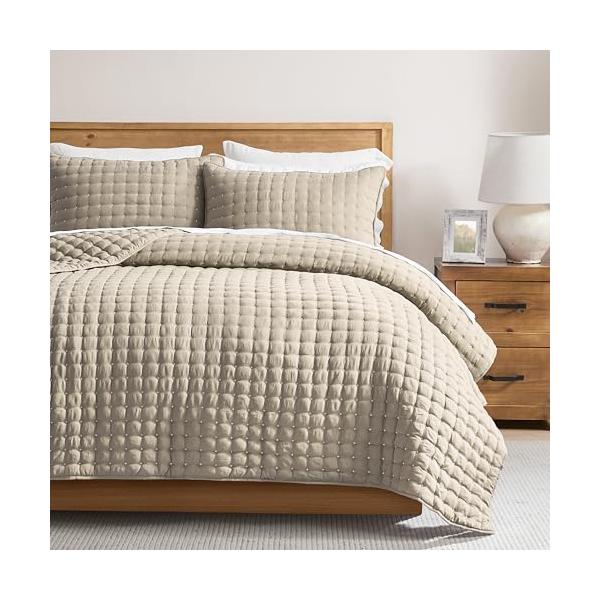 商品名: WDCOZY - Juegos de ropa de cama beige tama〓o Queen, colcha y fundas de almohada, color crema bronceado, colcha lige...