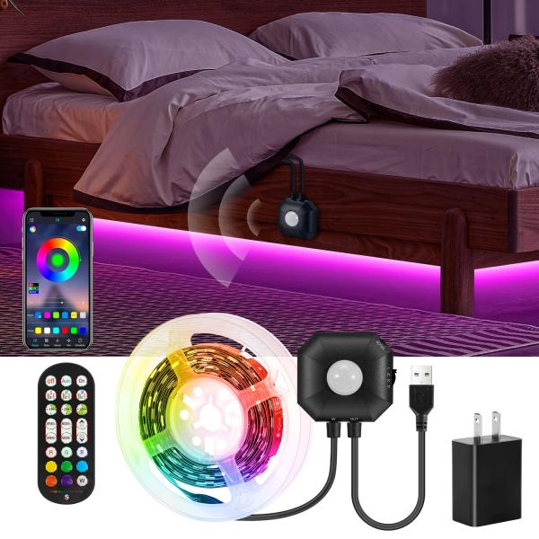商品名:  Motion Activated Under Bed Lights,9.8ft Motion Sensor LED Light Strip with Remote Control,5050 RGB LED Night Light...